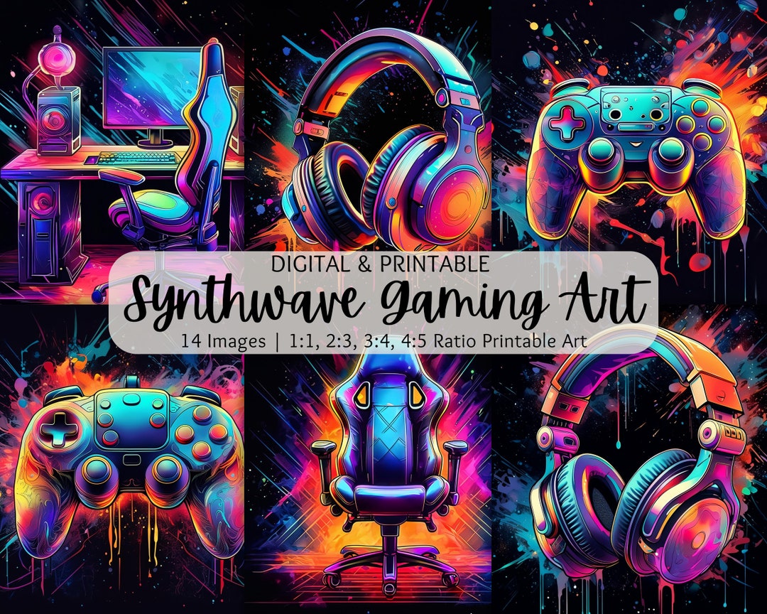 Synthwave Gaming Wall Art | Neon Gaming Print | Gaming Wall Poster ...