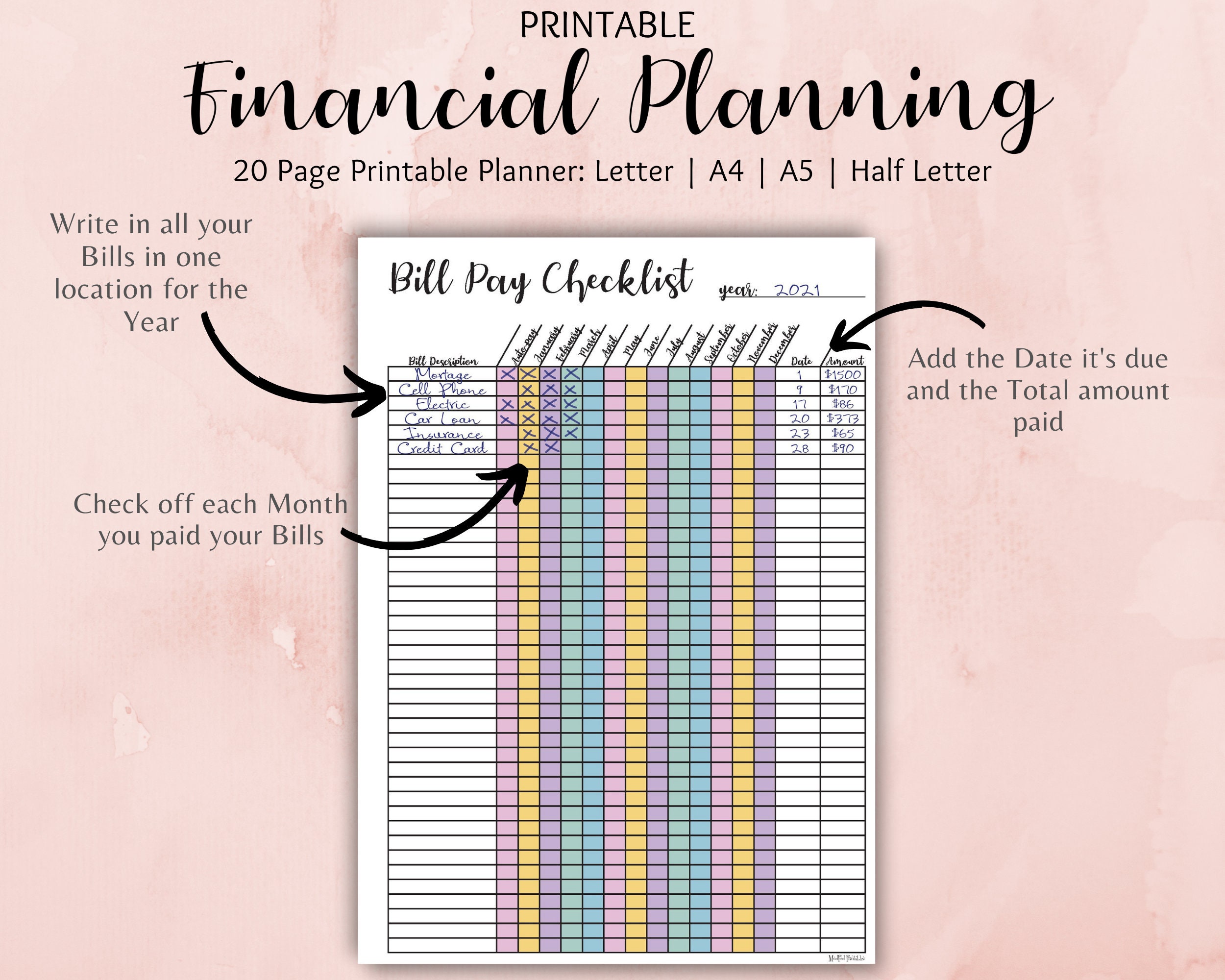 Financial Planner and Savings Tracker Bundle Printable | Budget, Debt ...