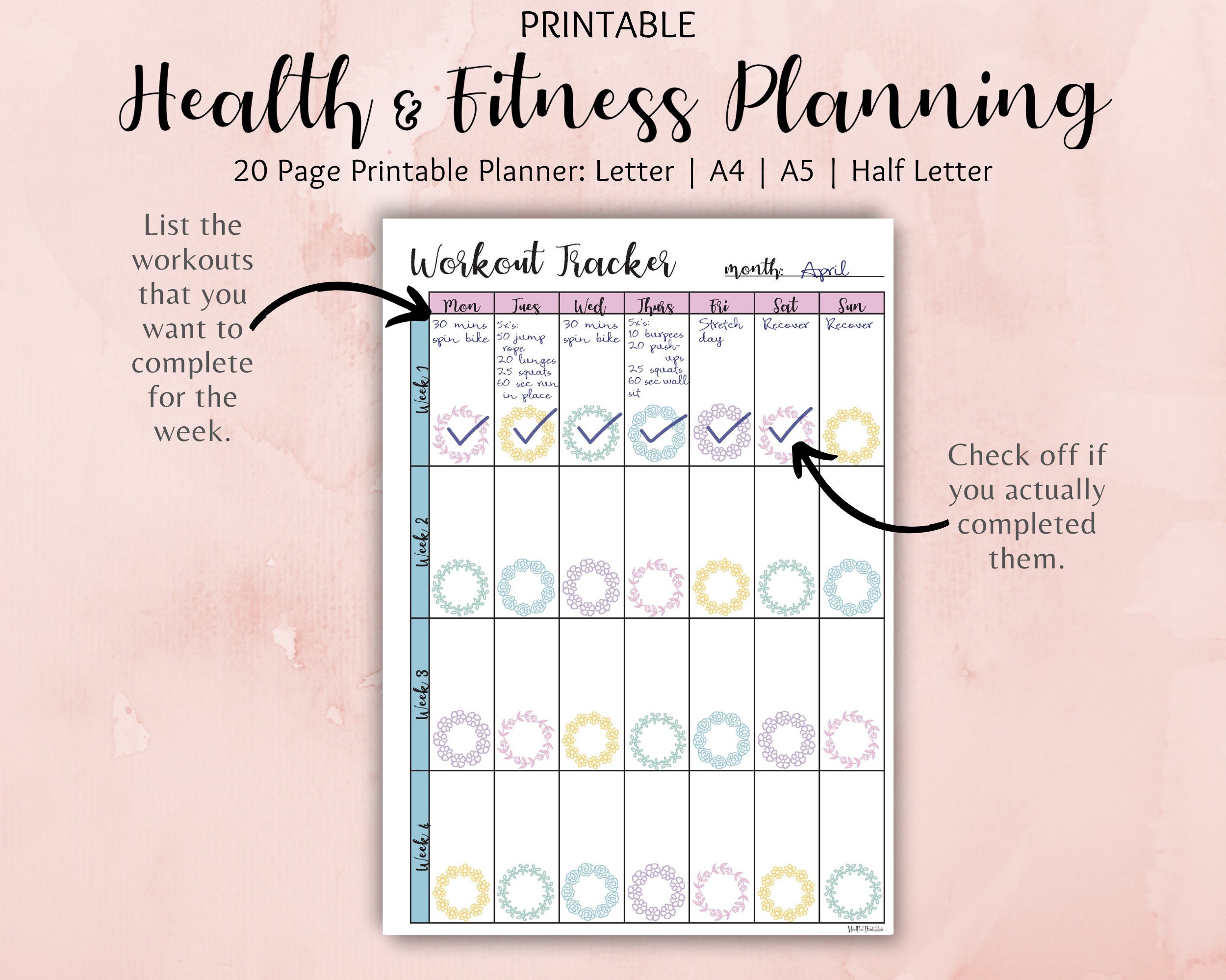 Self Care, Health, Fitness and Wellness Journal Planner Insert Bundle ...