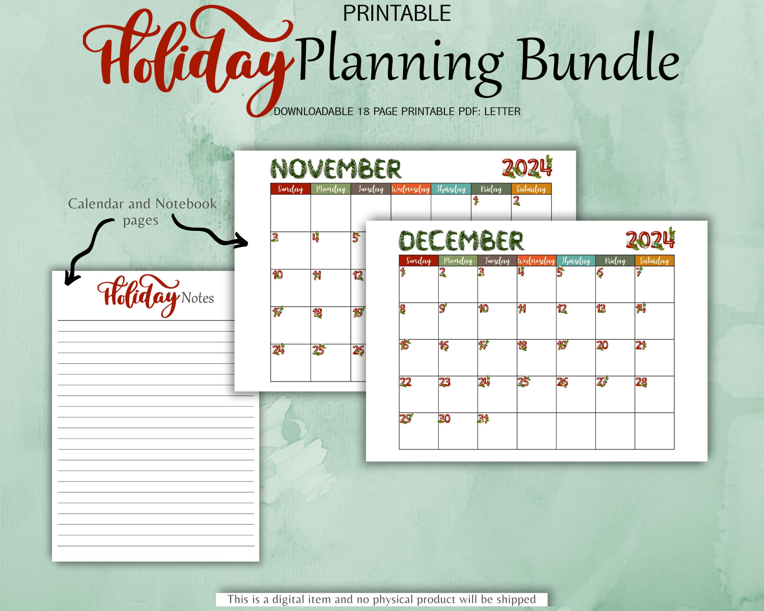 Holiday Planner Printable Bundle 2024 | Holiday Shopping Planner ...