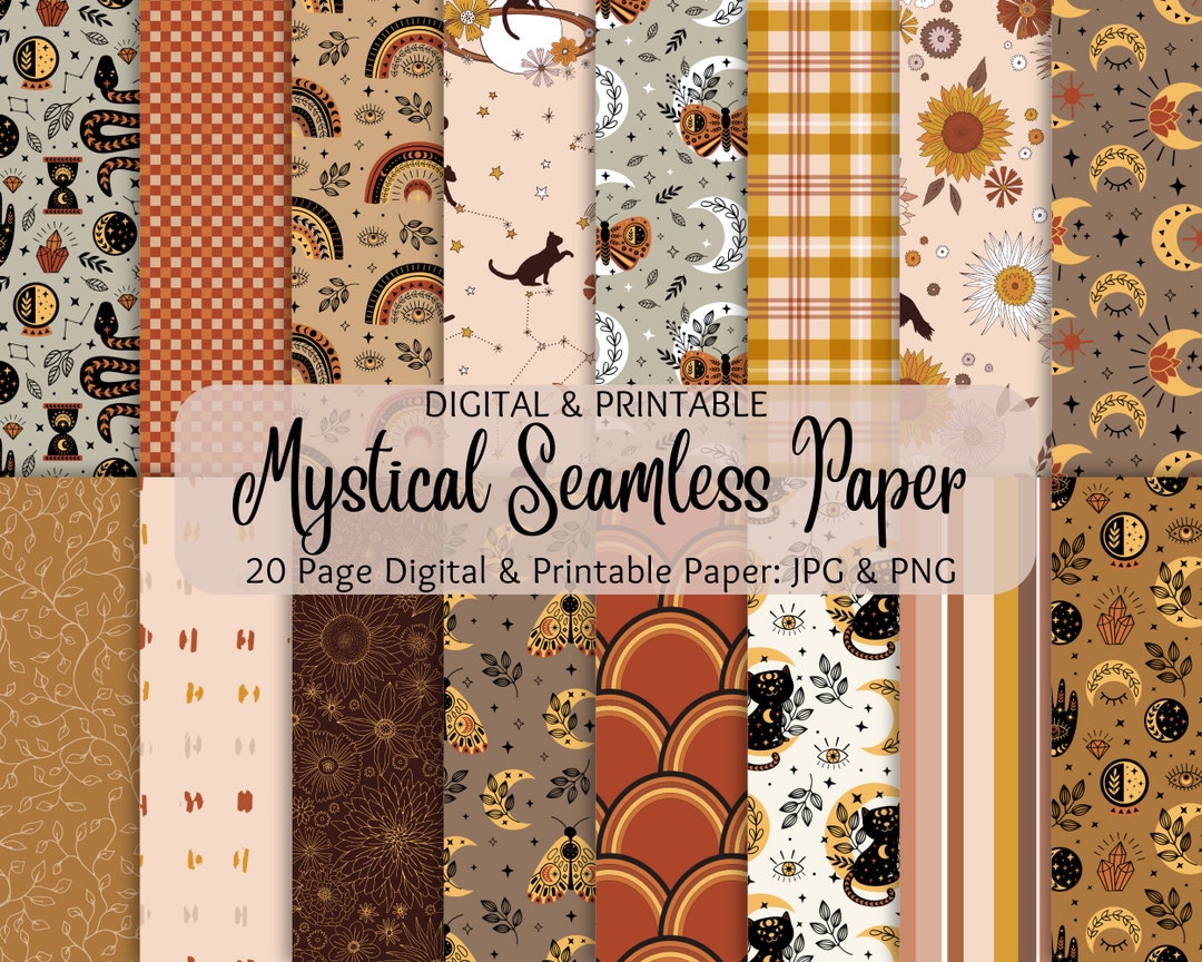 Mystical Boho Seamless Digital Papers | Celestial Tarot Boho Scrapbook ...