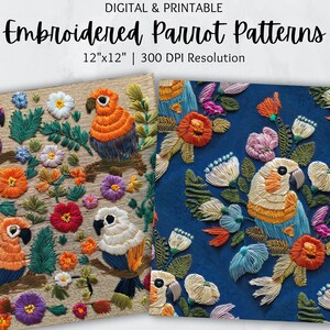 Parrot Embroidery Images | Embroidery Parrots | Embroidered Parrot ...