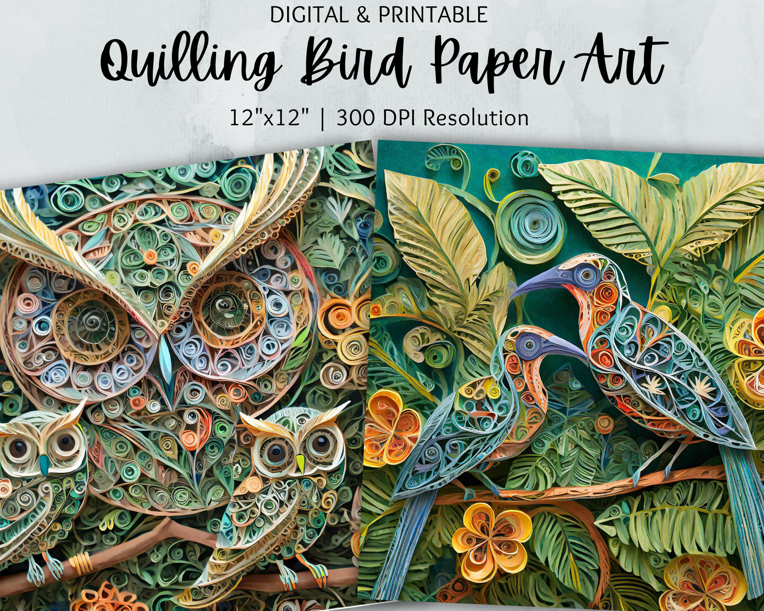 Quilling Birds Paper Art | Digital Downloads | Paper Craft | Commercial ...