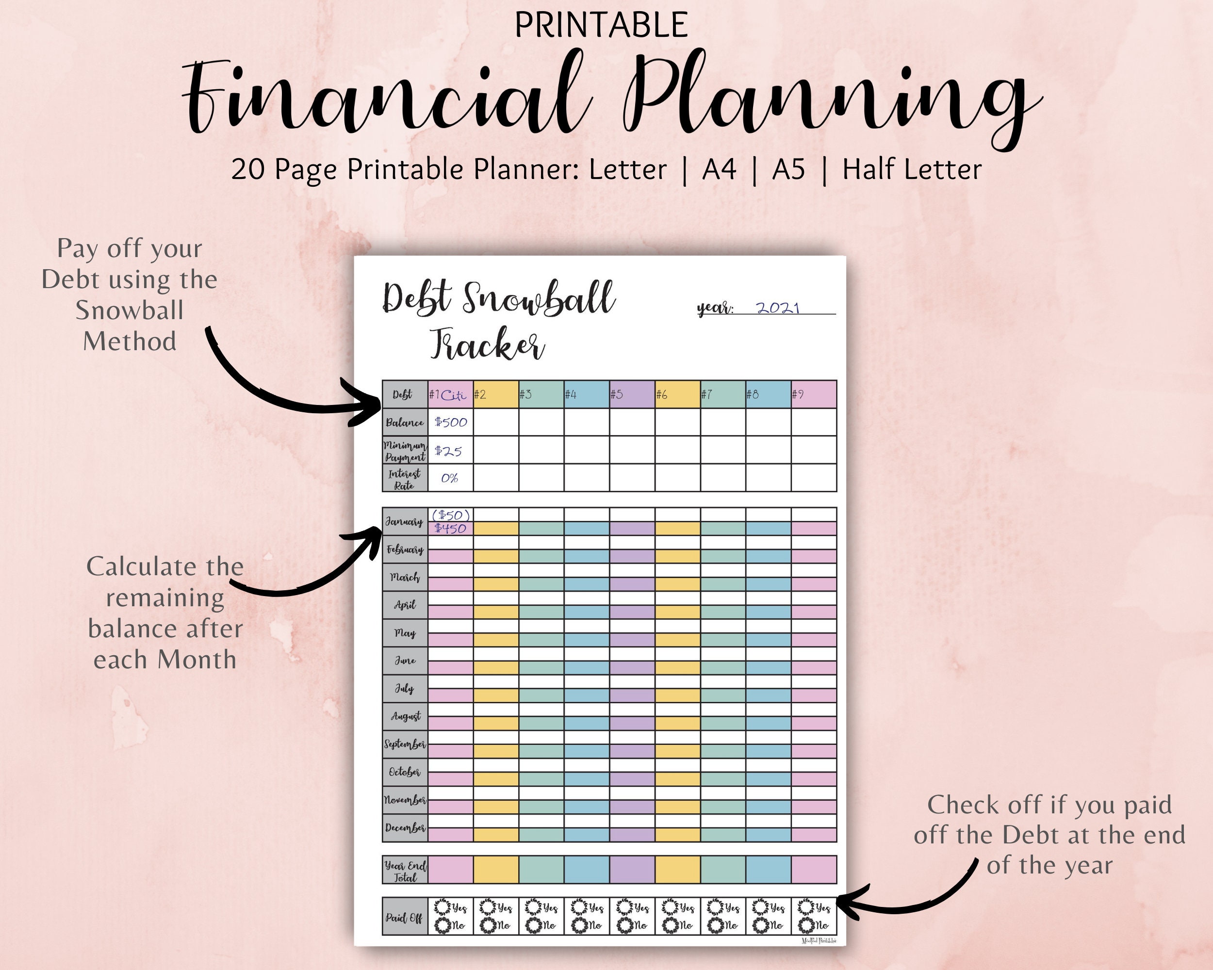 Financial Planner and Savings Tracker Bundle Printable | Budget, Debt ...