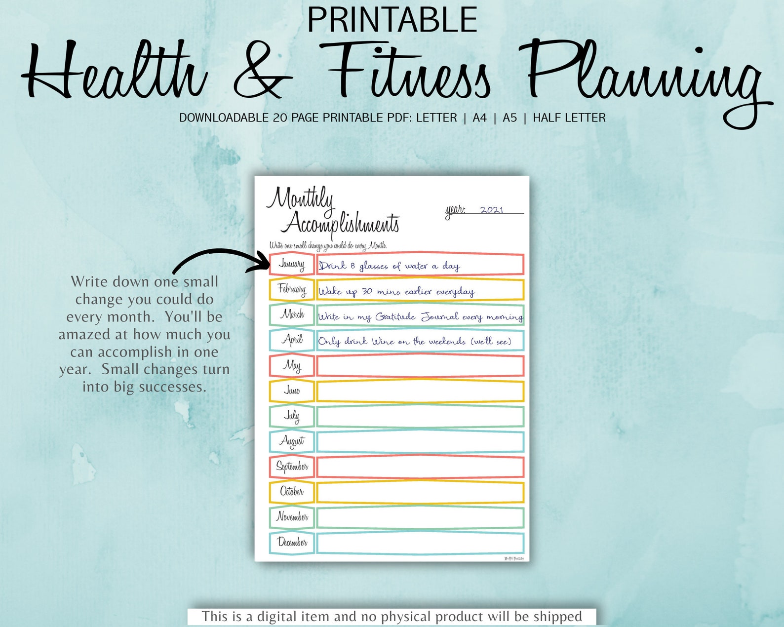 Self Care Health Fitness and Welness Journal Planner Insert | Etsy