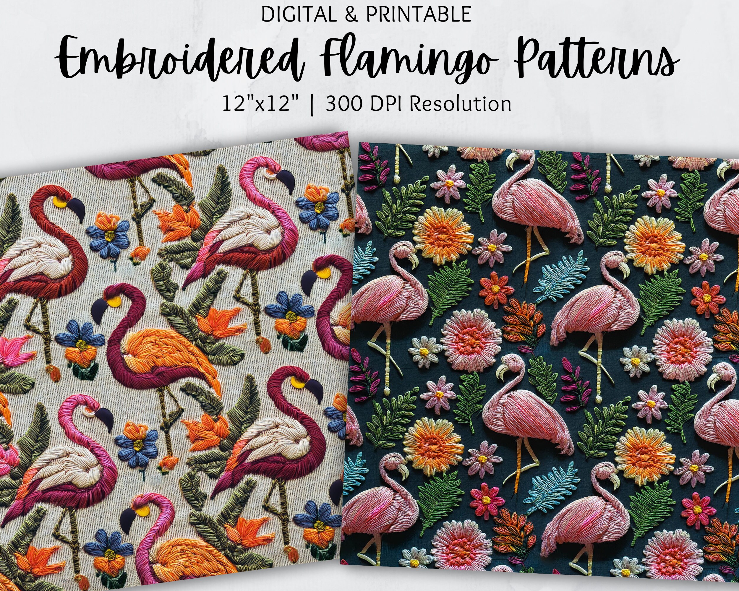 Flamingo Embroidery Images | Embroidery Flamingos | Embroidered ...