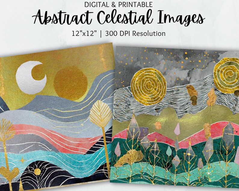 Abstract Metallic Celestial Paper Digital Paper Pack Commercial Use ...