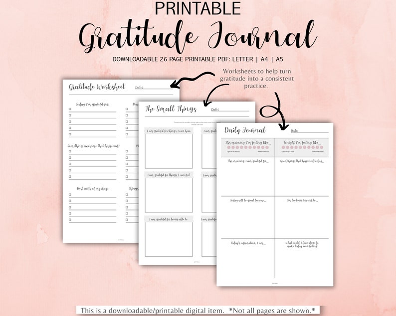 Gratitude Printable Journal Affirmation Journal Wellness - Etsy
