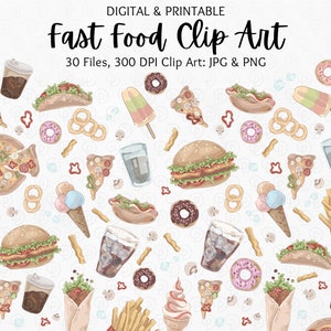Fast Food Clipart | Junk Food Clipart Set | Street Food Clipart ...