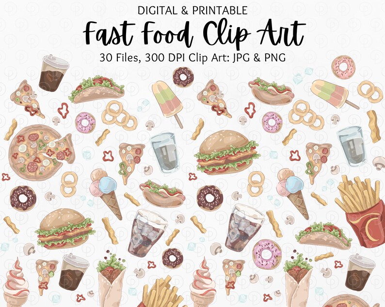 Fast Food Clipart | Junk Food Clipart Set | Street Food Clipart ...