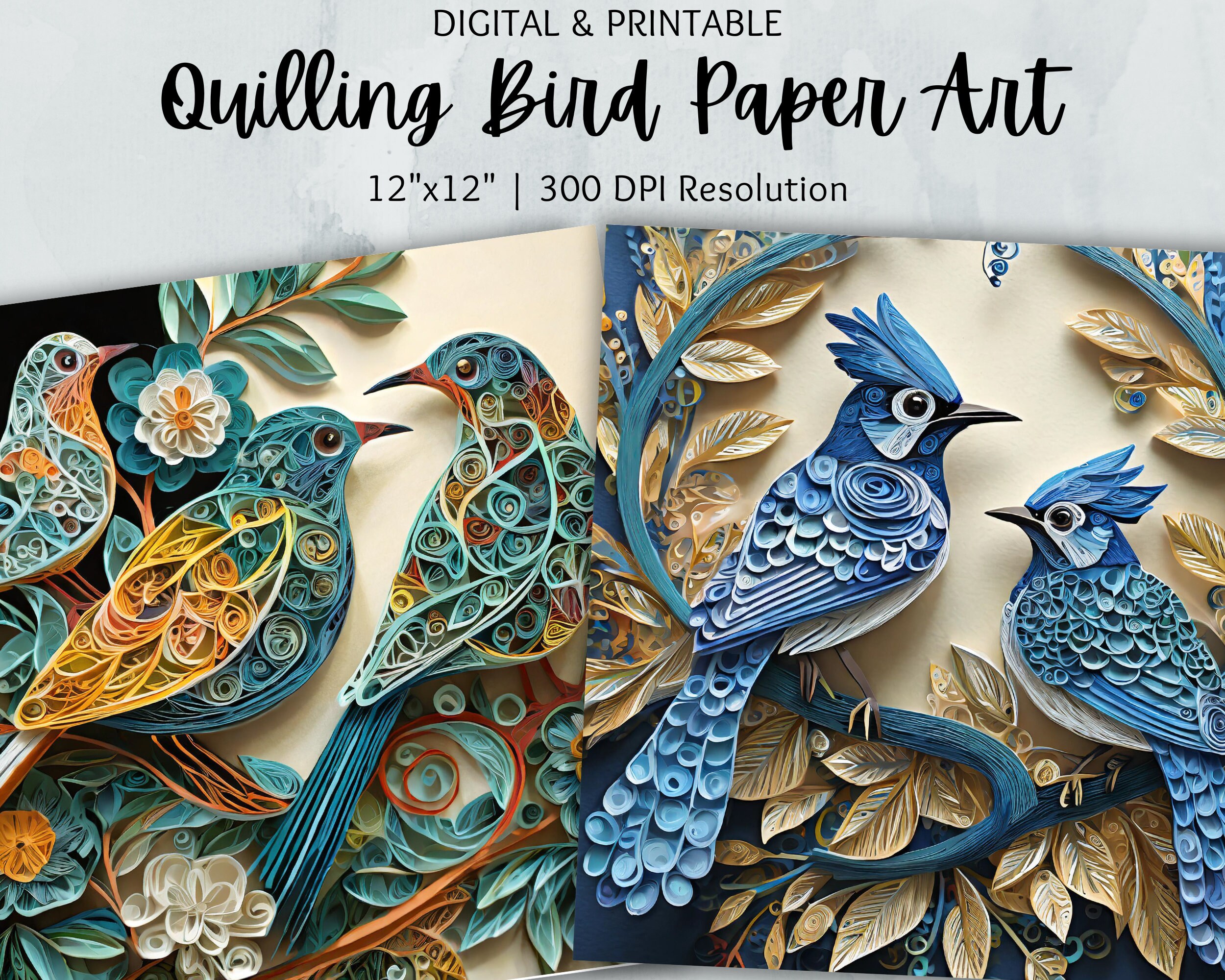 Quilling Birds Paper Art | Digital Downloads | Paper Craft | Commercial ...