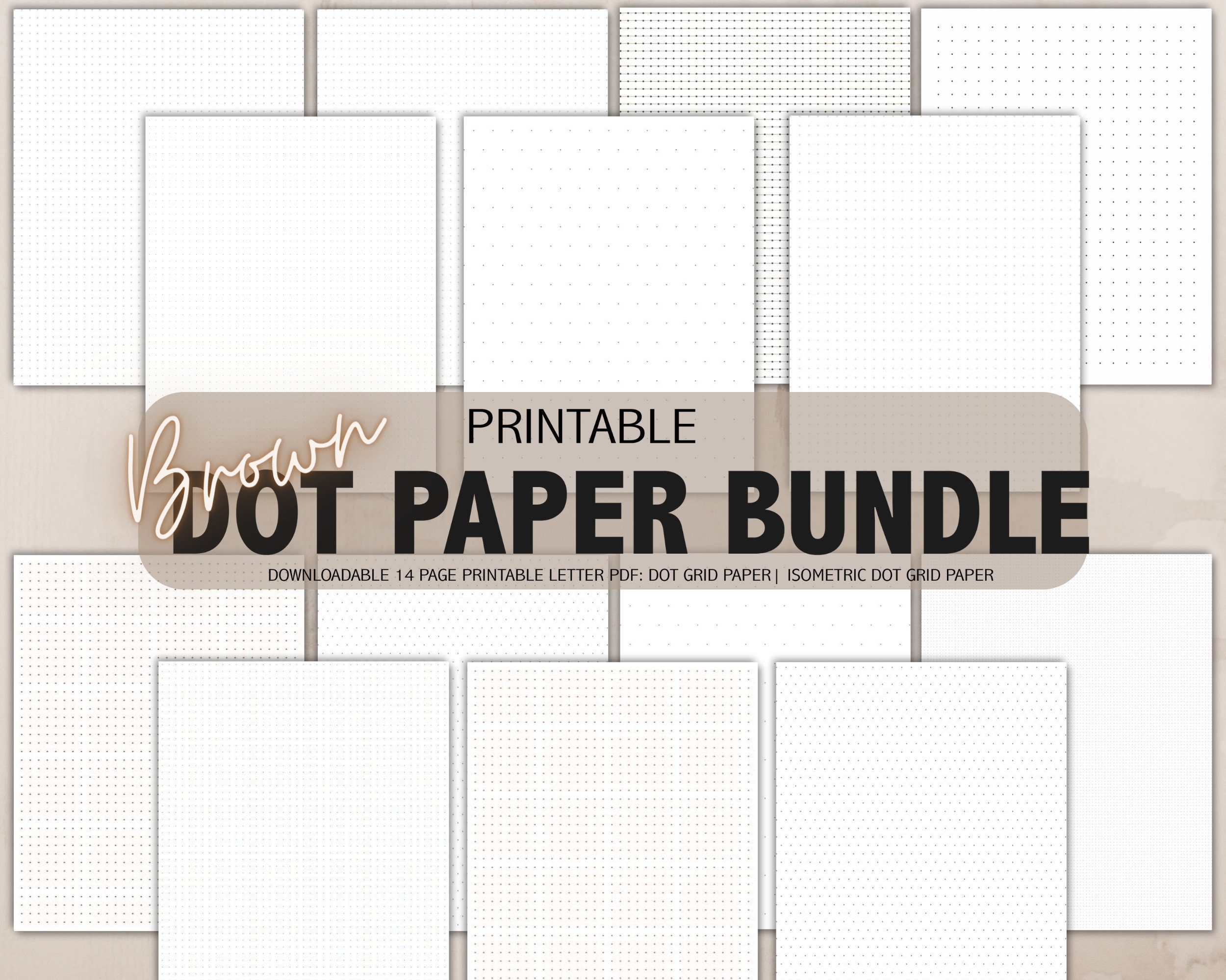 Brown Dot Grid Journal Printable Paper Insert Bundle Isometric Dot Grid ...