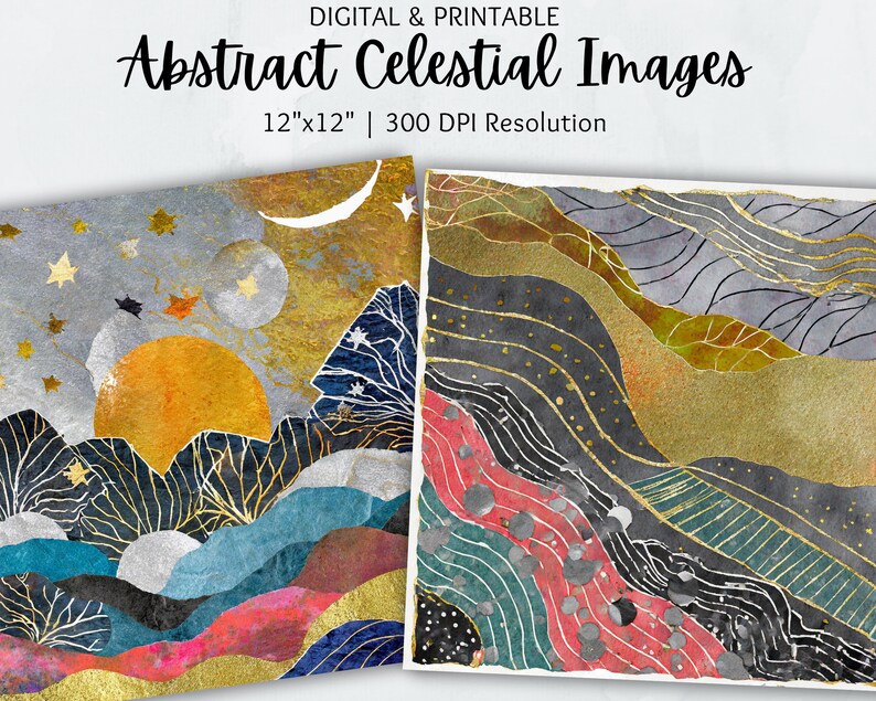 Abstract Metallic Celestial Paper | Digital Paper Pack | Commercial Use ...