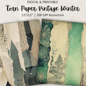 Torn Paper Vintage Winter Collage | Digital | Commercial Use | Abstract ...