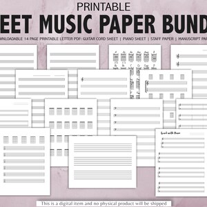 Blank Sheet Music Printable Bundle Staff Paper Piano Sheet - Etsy