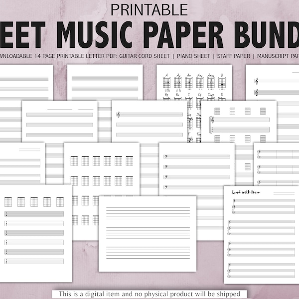 Printable Blank Sheet Music Paper - Etsy
