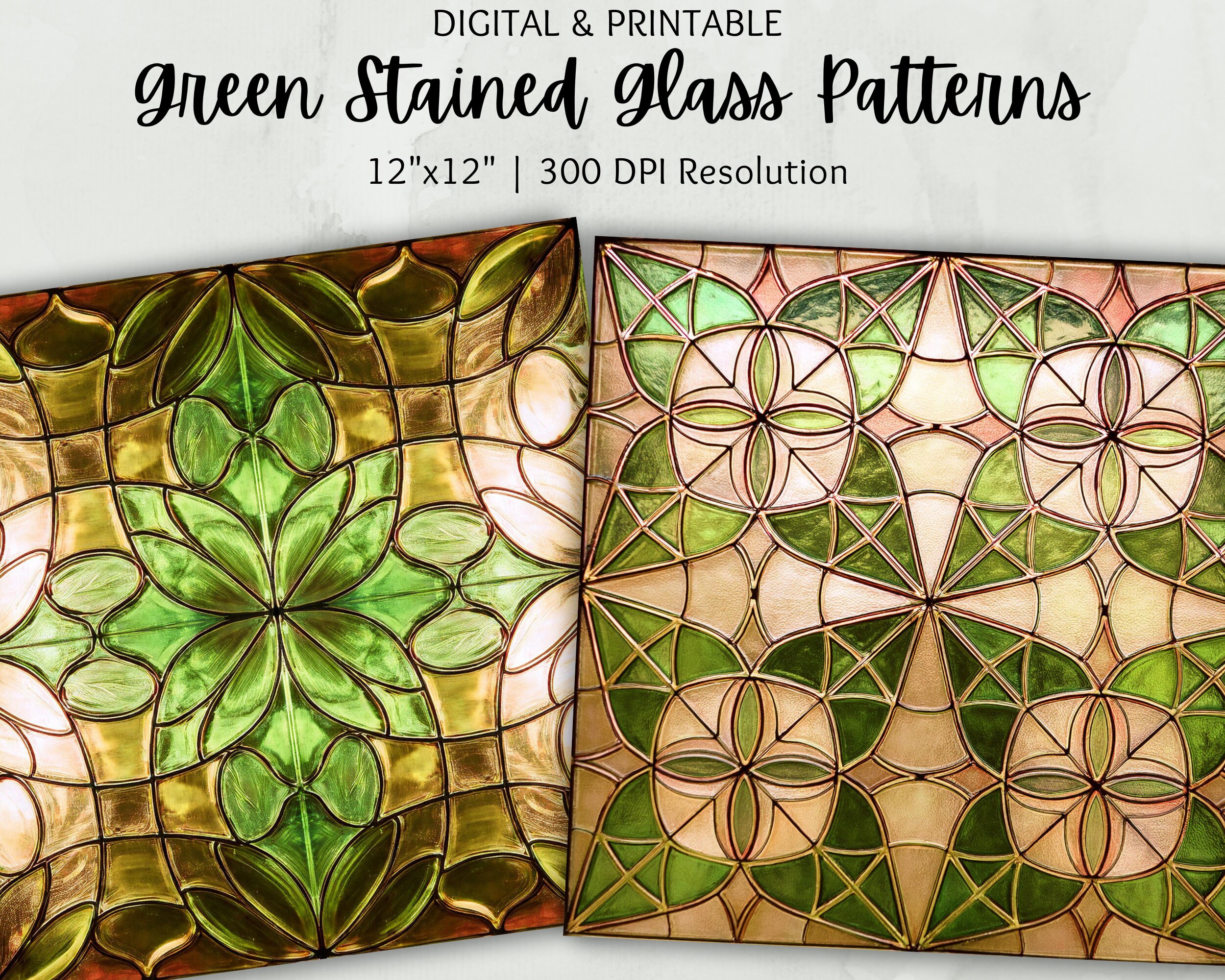 Stained Glass Images | Green Stained Glass Patterns | Seamless Patterns ...