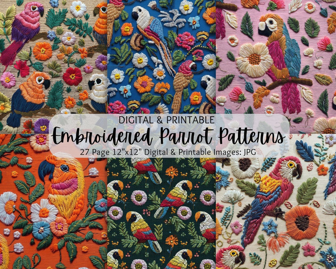 Parrot Embroidery Images | Embroidery Parrots | Embroidered Parrot ...