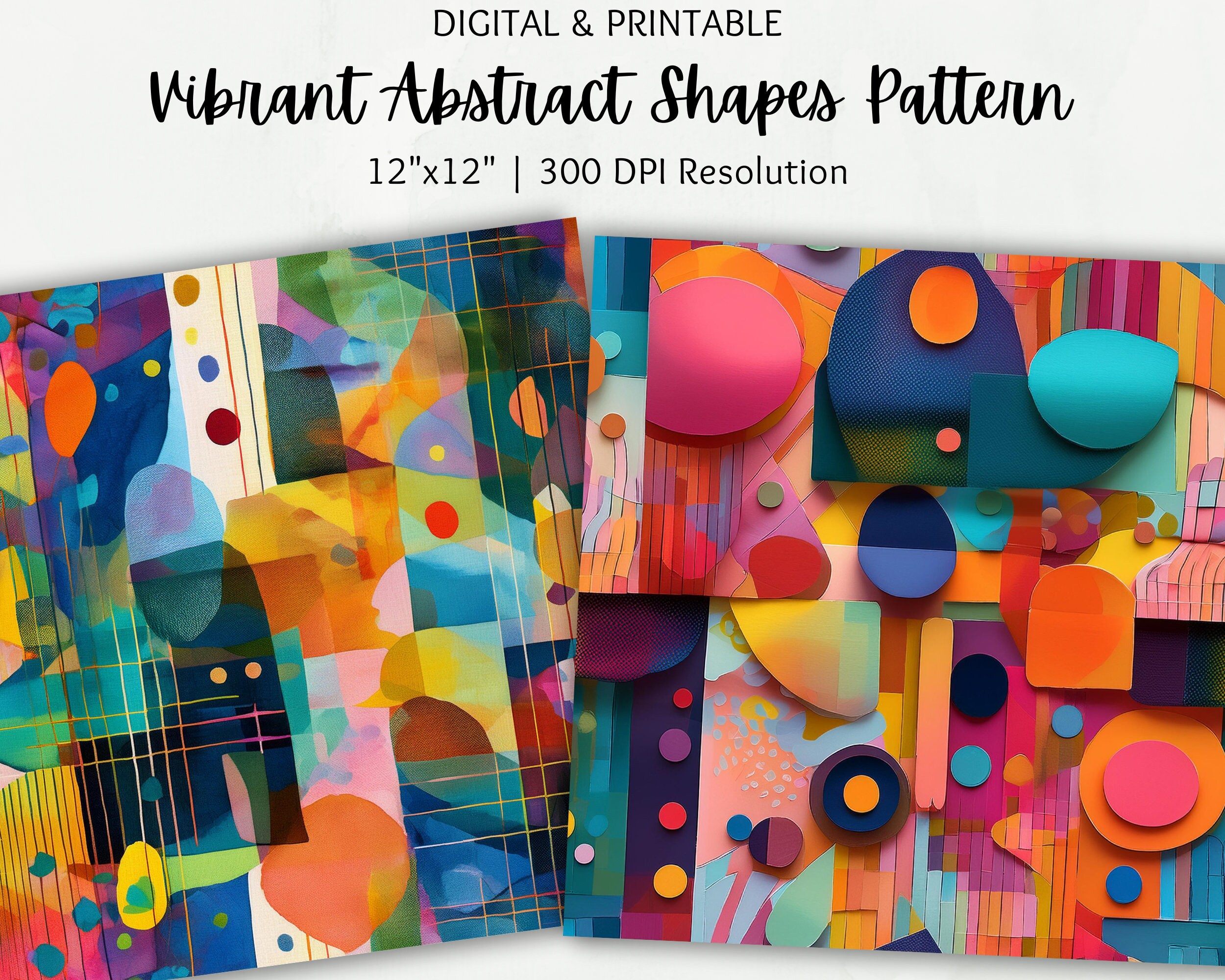 Vibrant Shapes Abstract Patterns Colorful Abstract Digital Paper ...