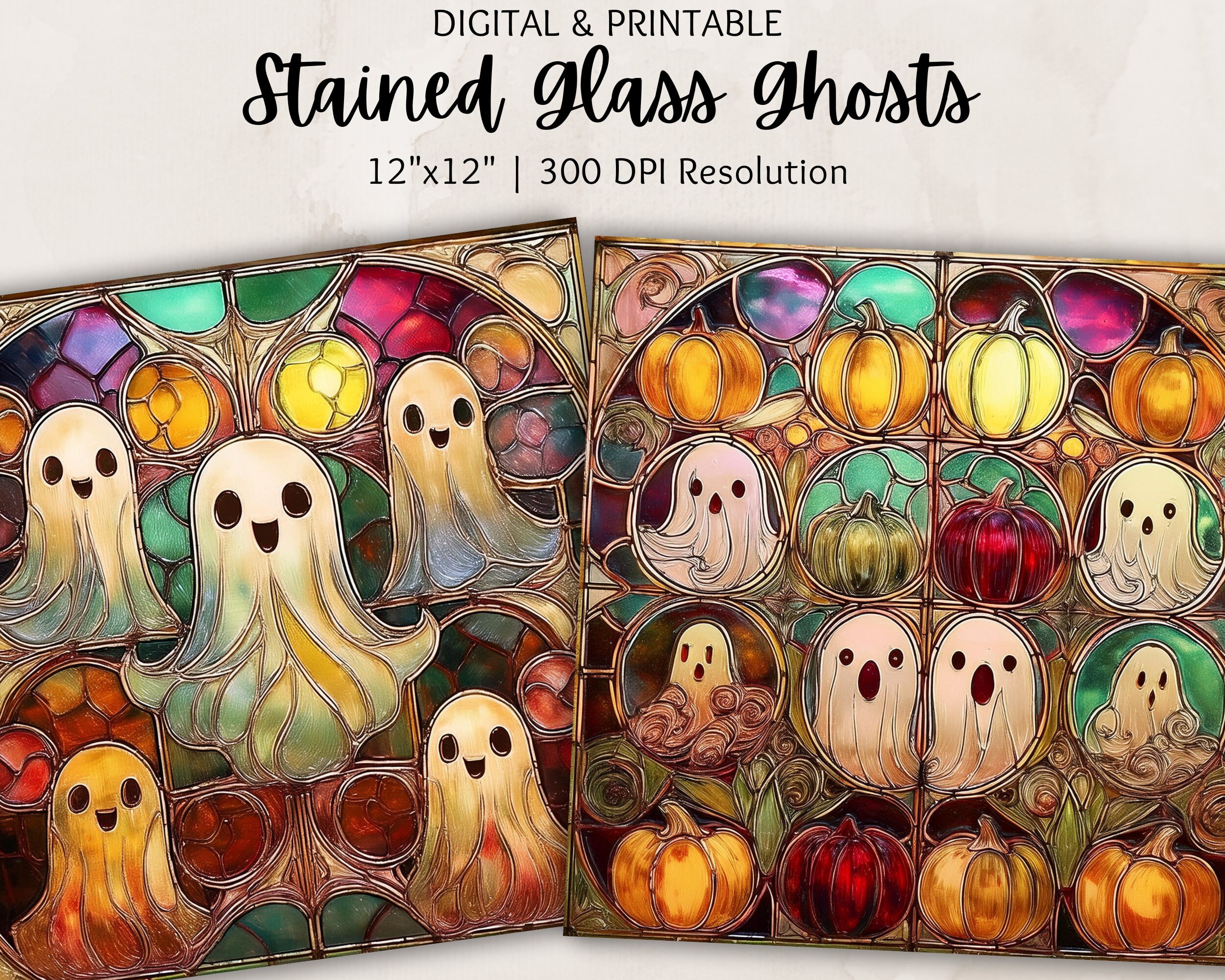 Ghost Stained Glass Images | Stained Glass Ghosts | Halloween Patterns ...
