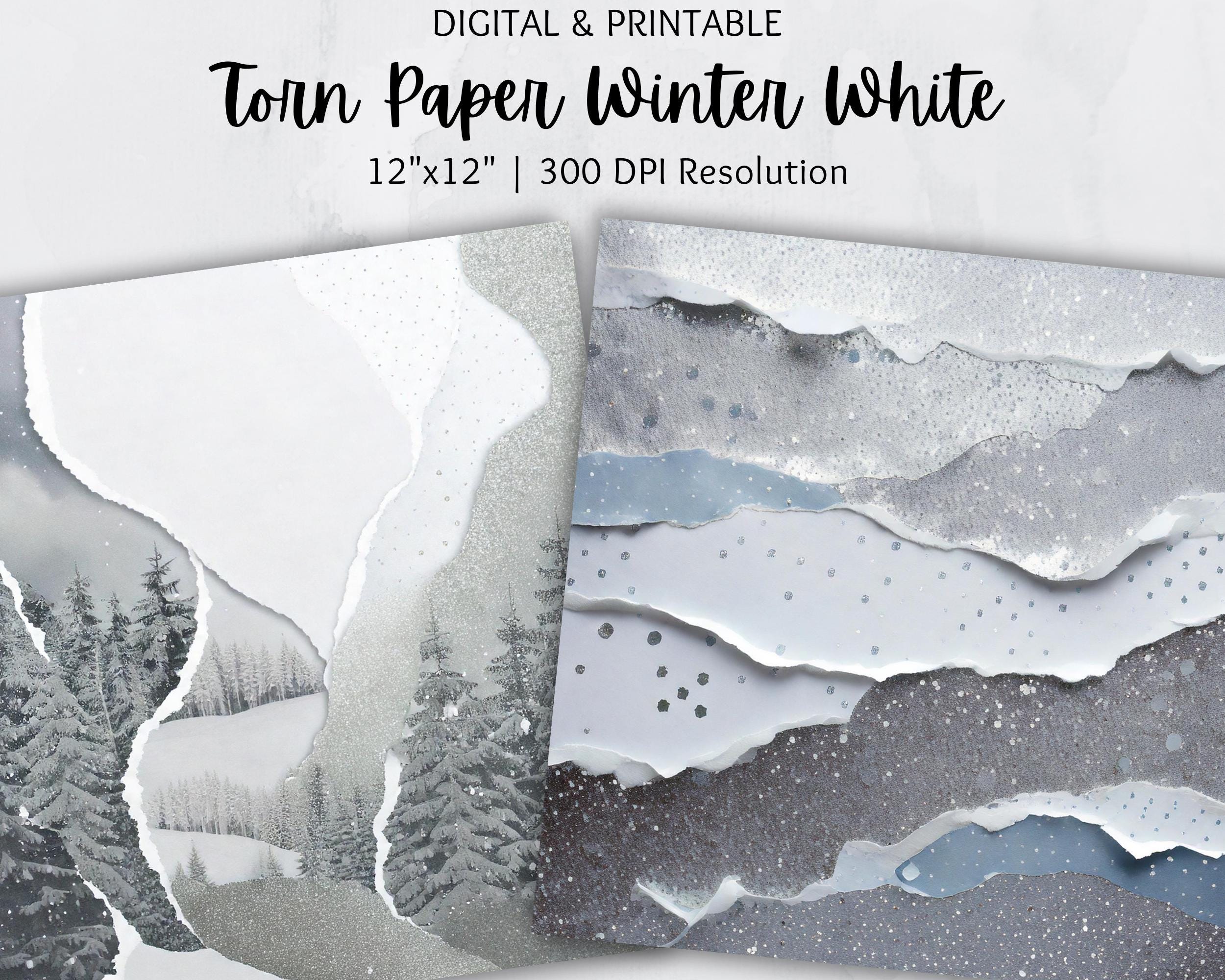 Abstract Torn Paper Winter Collage | Digital Paper | Commercial Use ...