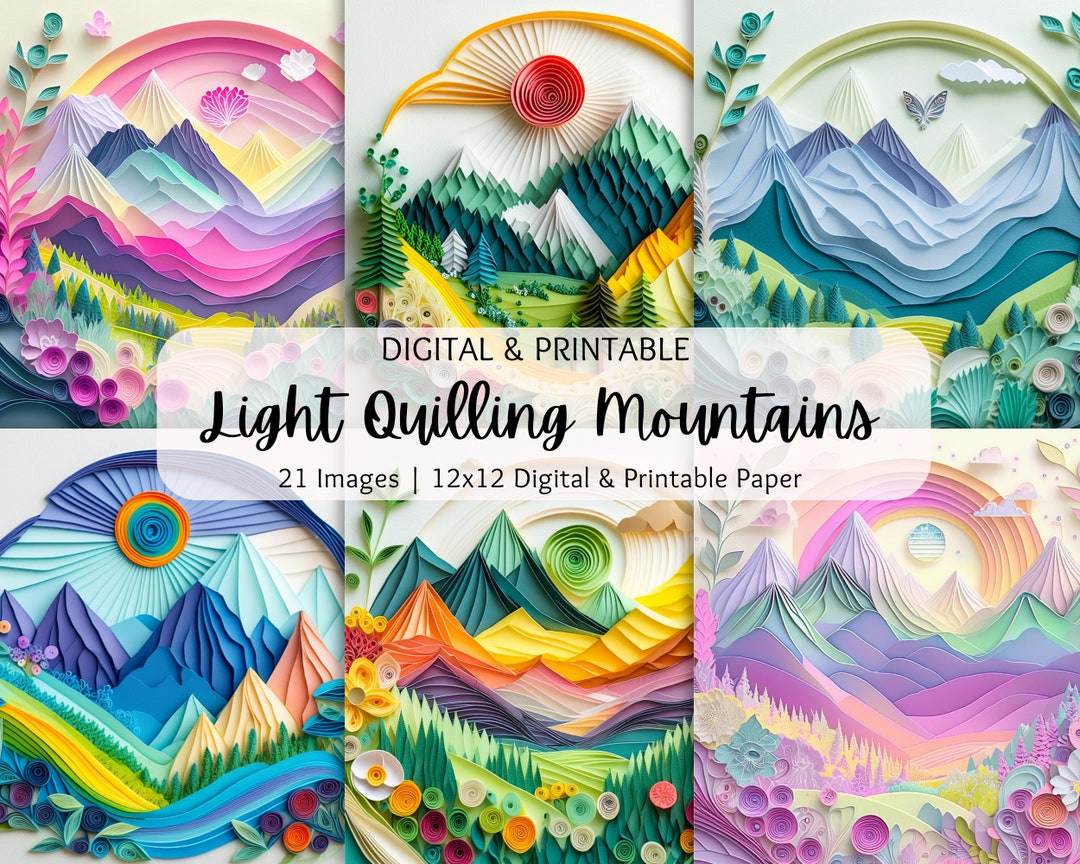 Quilling Light & Colorful Mountains Paper Art | Digital Downloads Paper ...