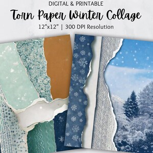 Abstract Torn Paper Winter Collage | Digital Paper | Commercial Use ...