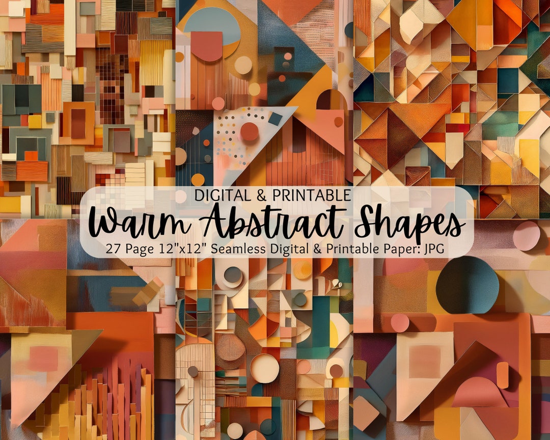 Warm Abstract Shapes Seamless Patterns | Abstract Patterns | Digital ...