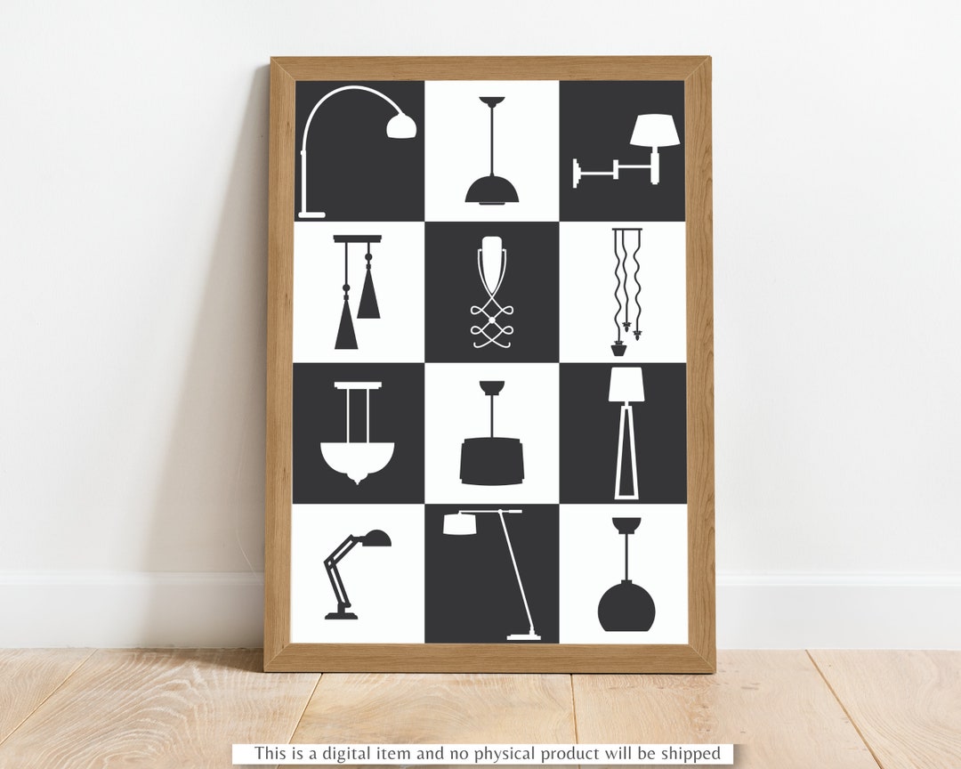 Mid Century Modern Lamp Art Printable | Lamp Poster Wall Art Printable ...