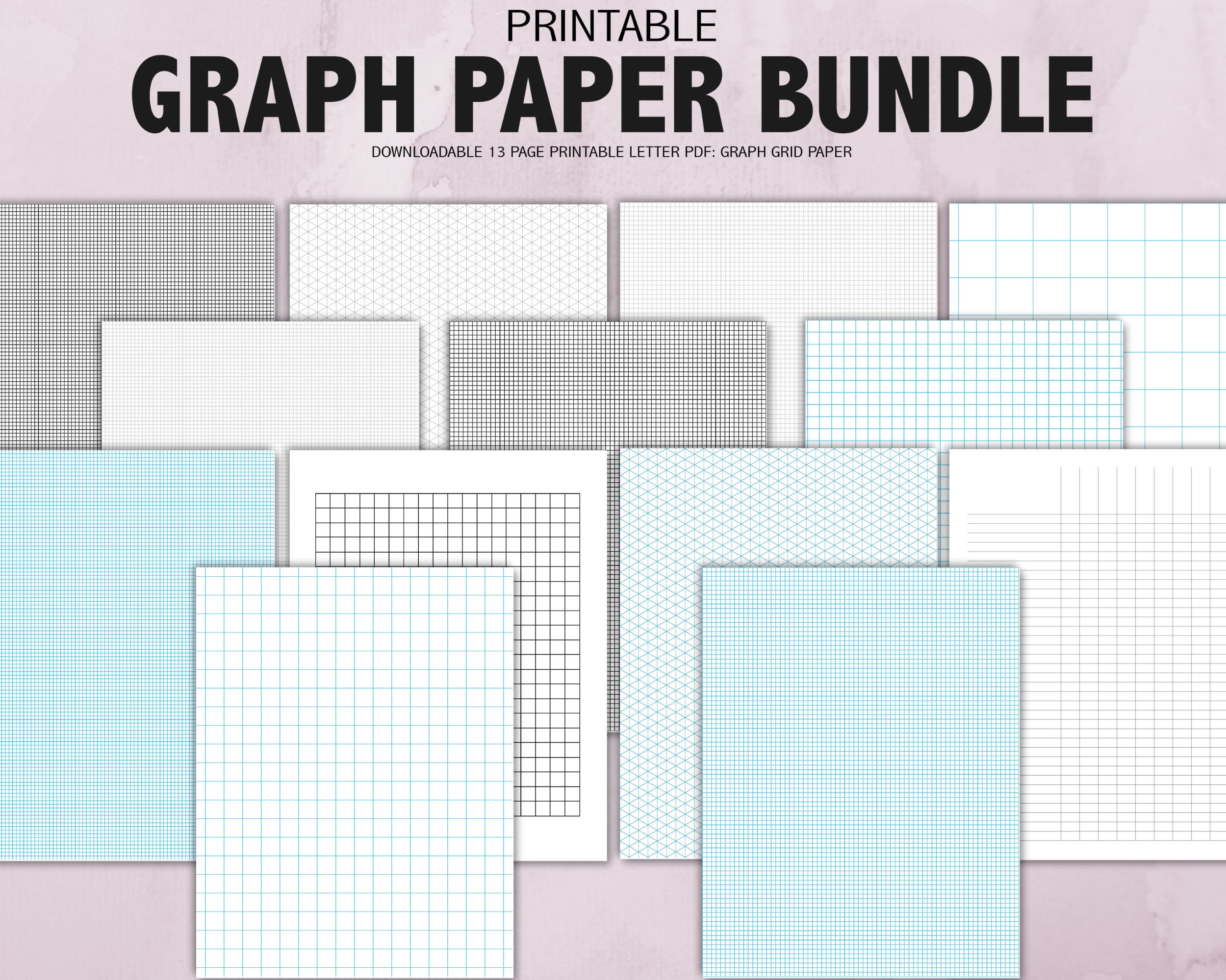 Graph Grid Printable Paper Insert Bundle Engineer Graph Paper Bullet ...