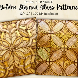 Stained Glass Images | Golden Stained Glass Patterns | Seamless ...