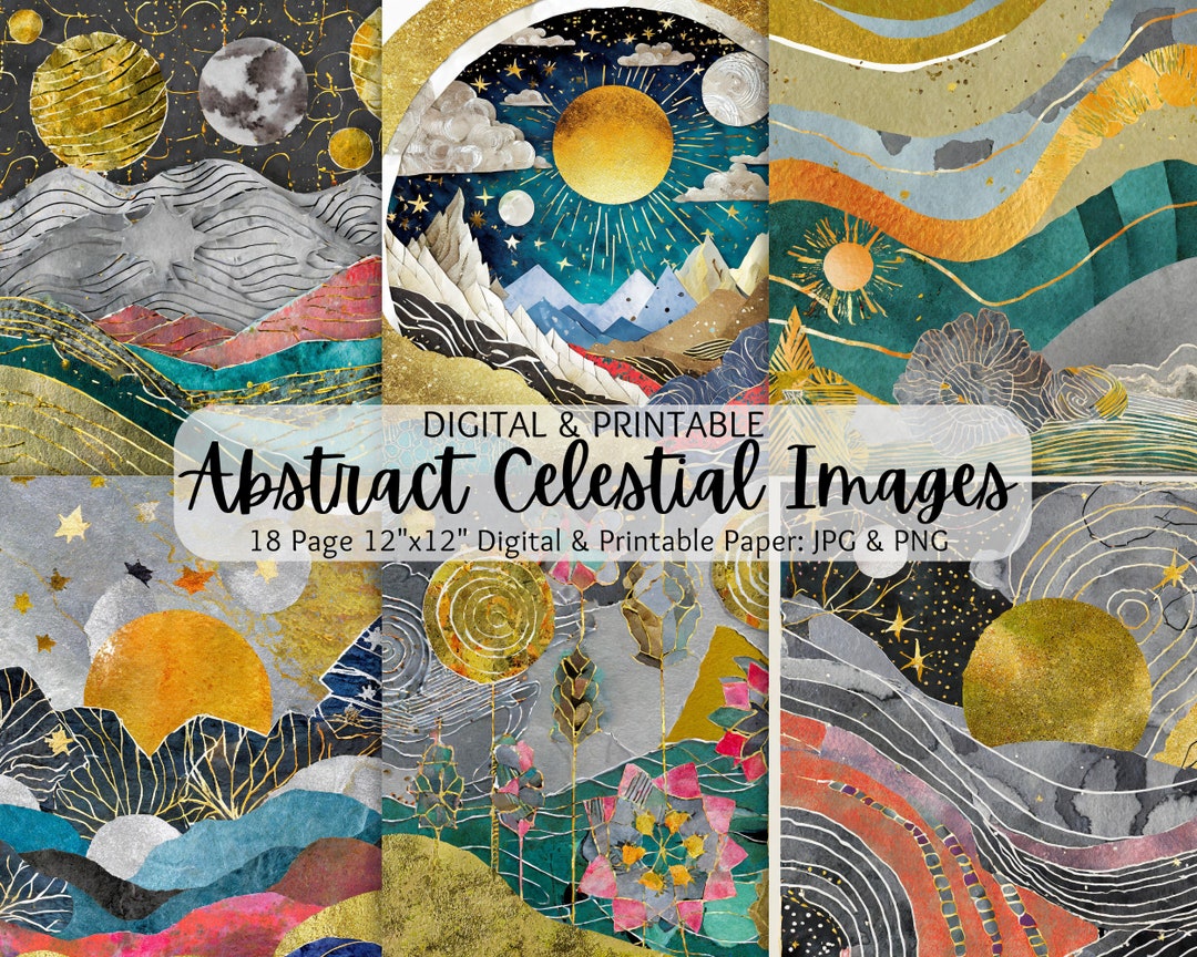 Abstract Metallic Celestial Paper | Digital Paper Pack | Commercial Use ...
