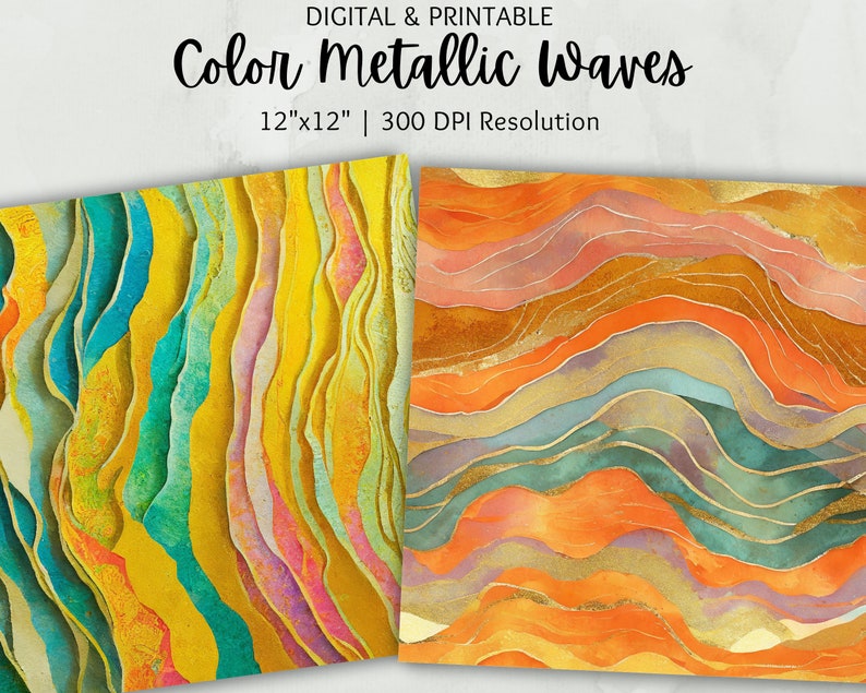 Colorful Metallic Layered Paper Waves | Abstract Textured Paper ...