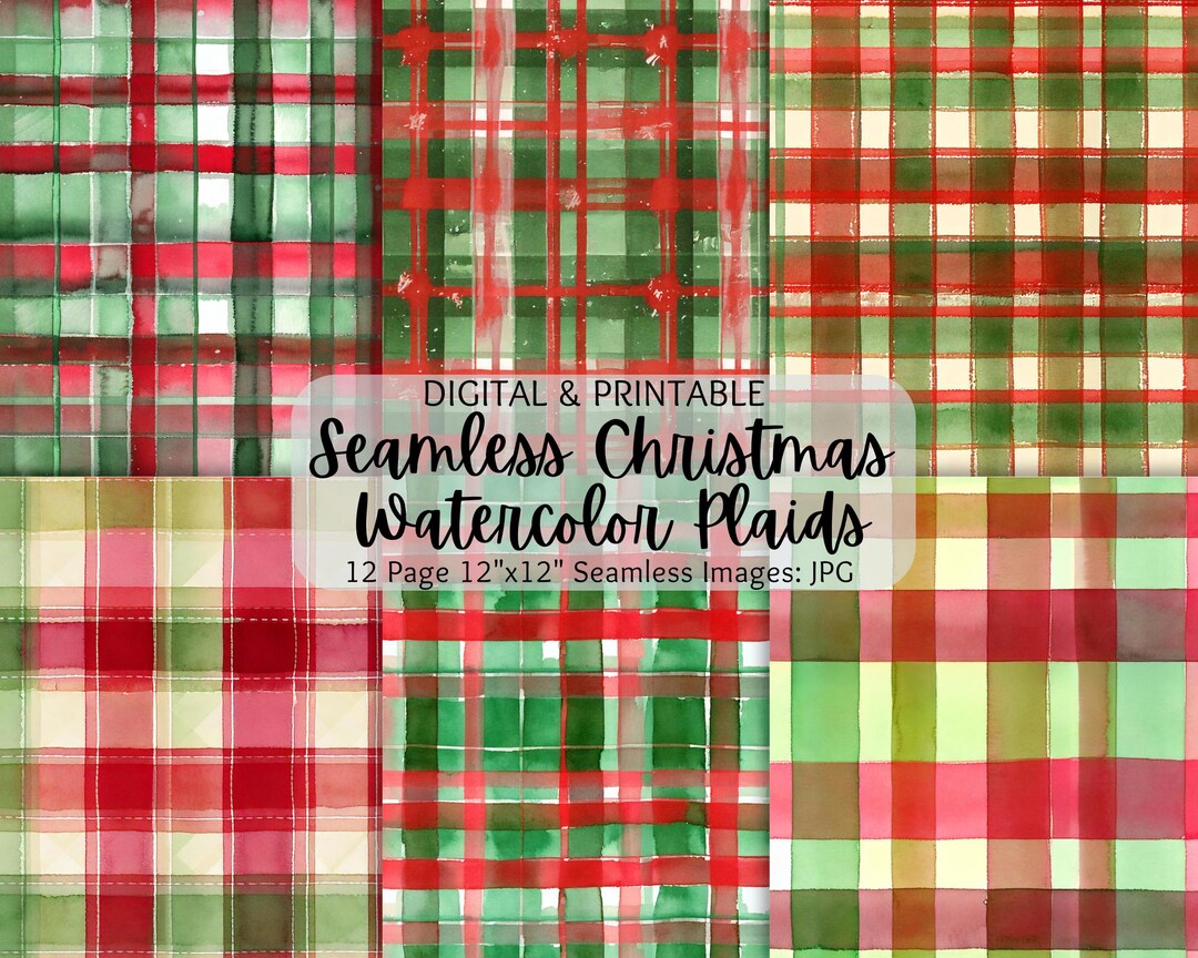 Watercolor Plaid Seamless Pattern | Christmas Plaid Pattern ...