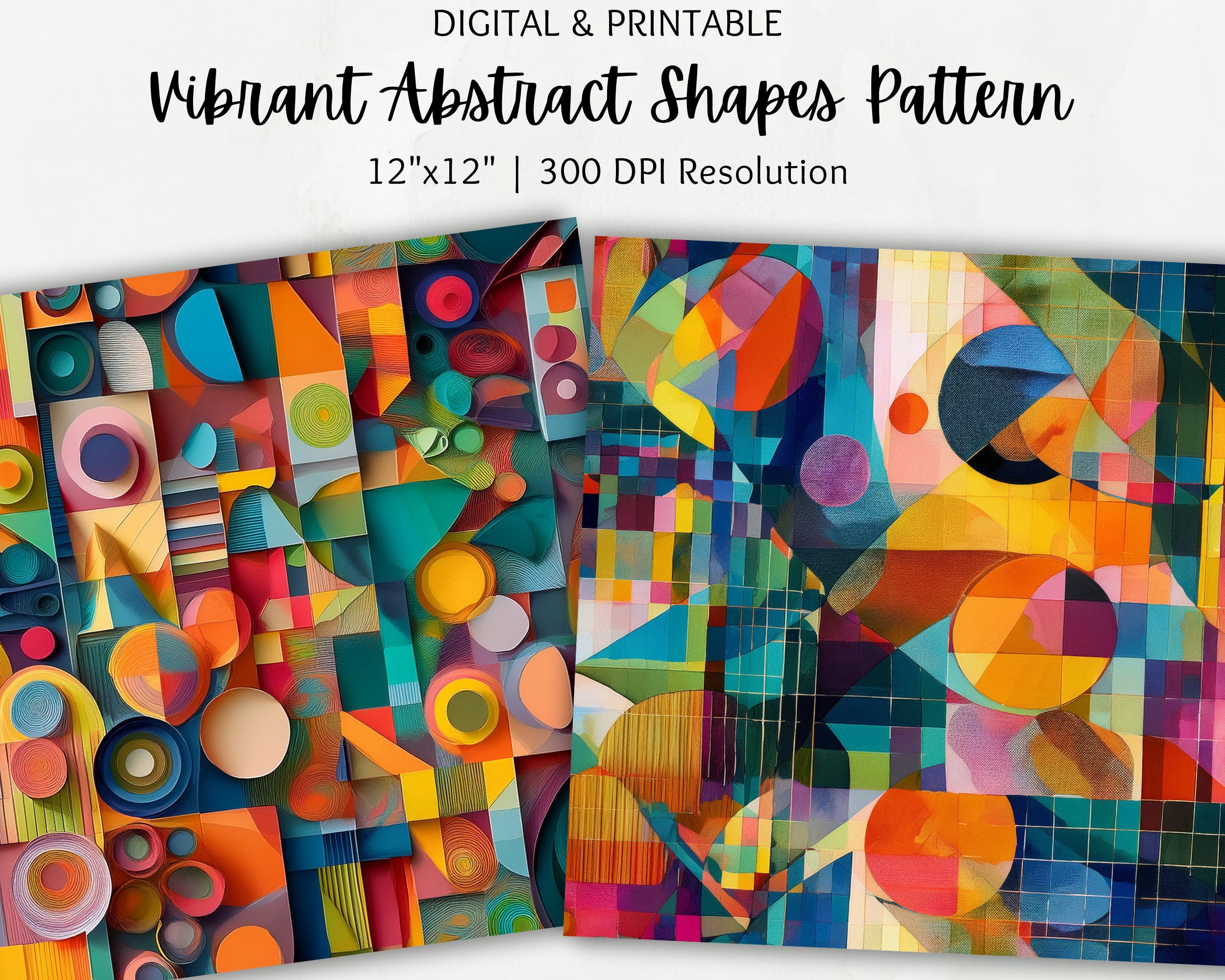 Vibrant Shapes Abstract Patterns | Colorful Abstract Digital Paper ...