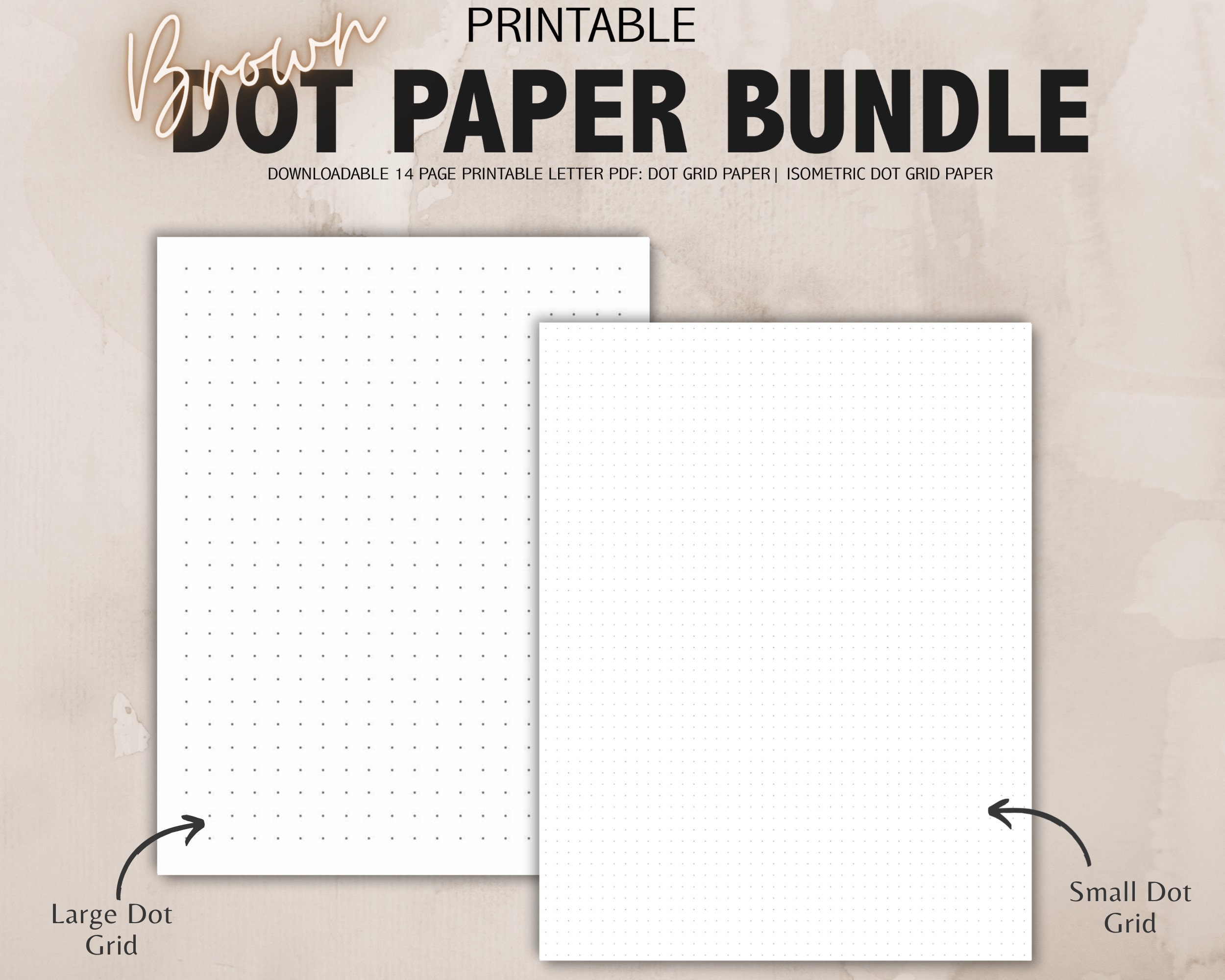 Brown Dot Grid Journal Printable Paper Insert Bundle Isometric Dot Grid ...