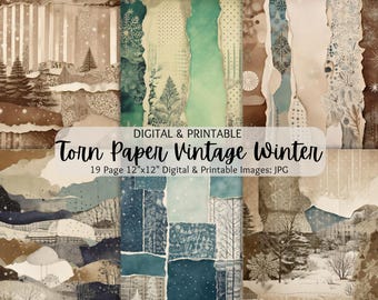 Abstract Torn Paper Winter Pink Collage | Digital | Commercial Use ...