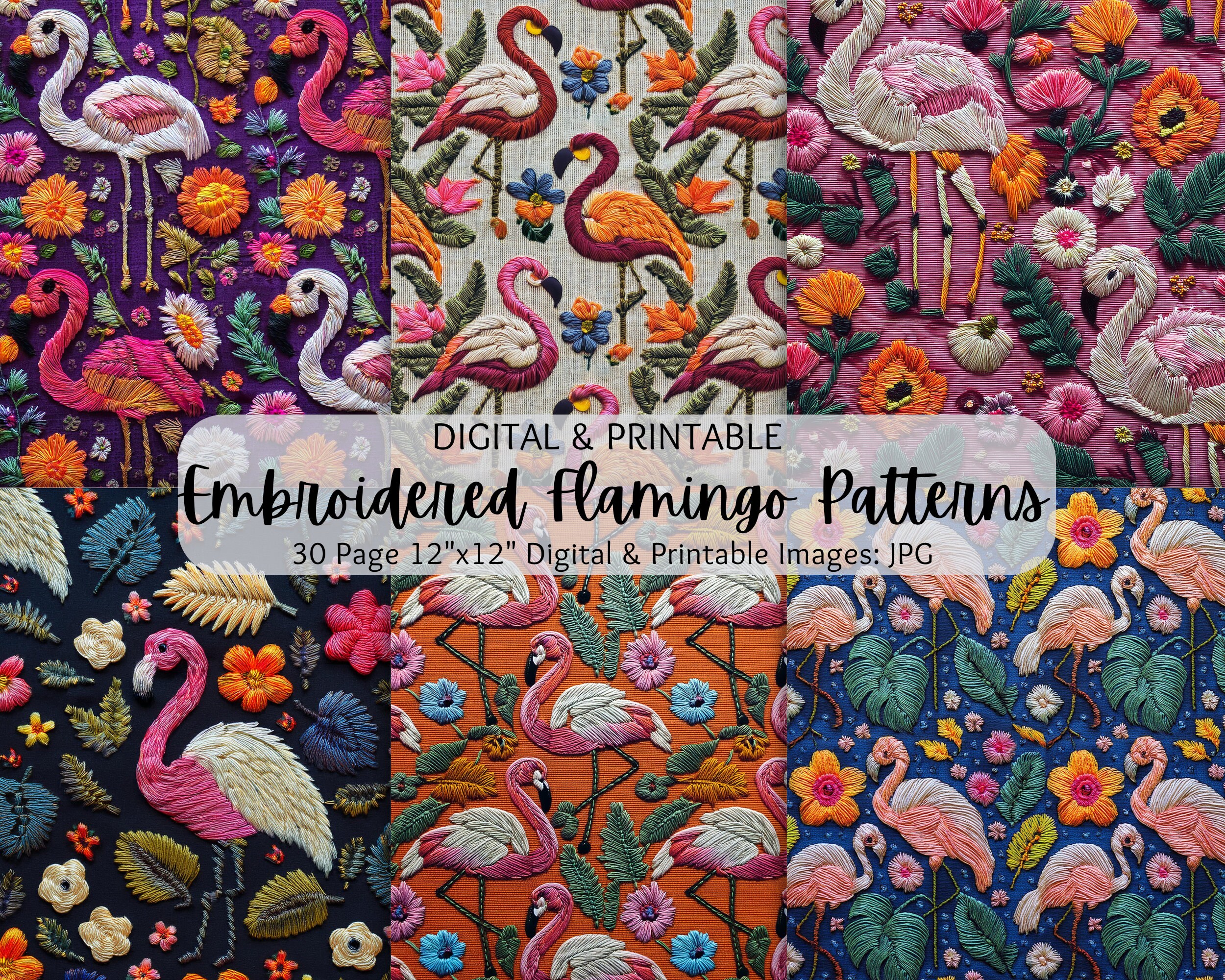 Flamingo Embroidery Images | Embroidery Flamingos | Embroidered ...