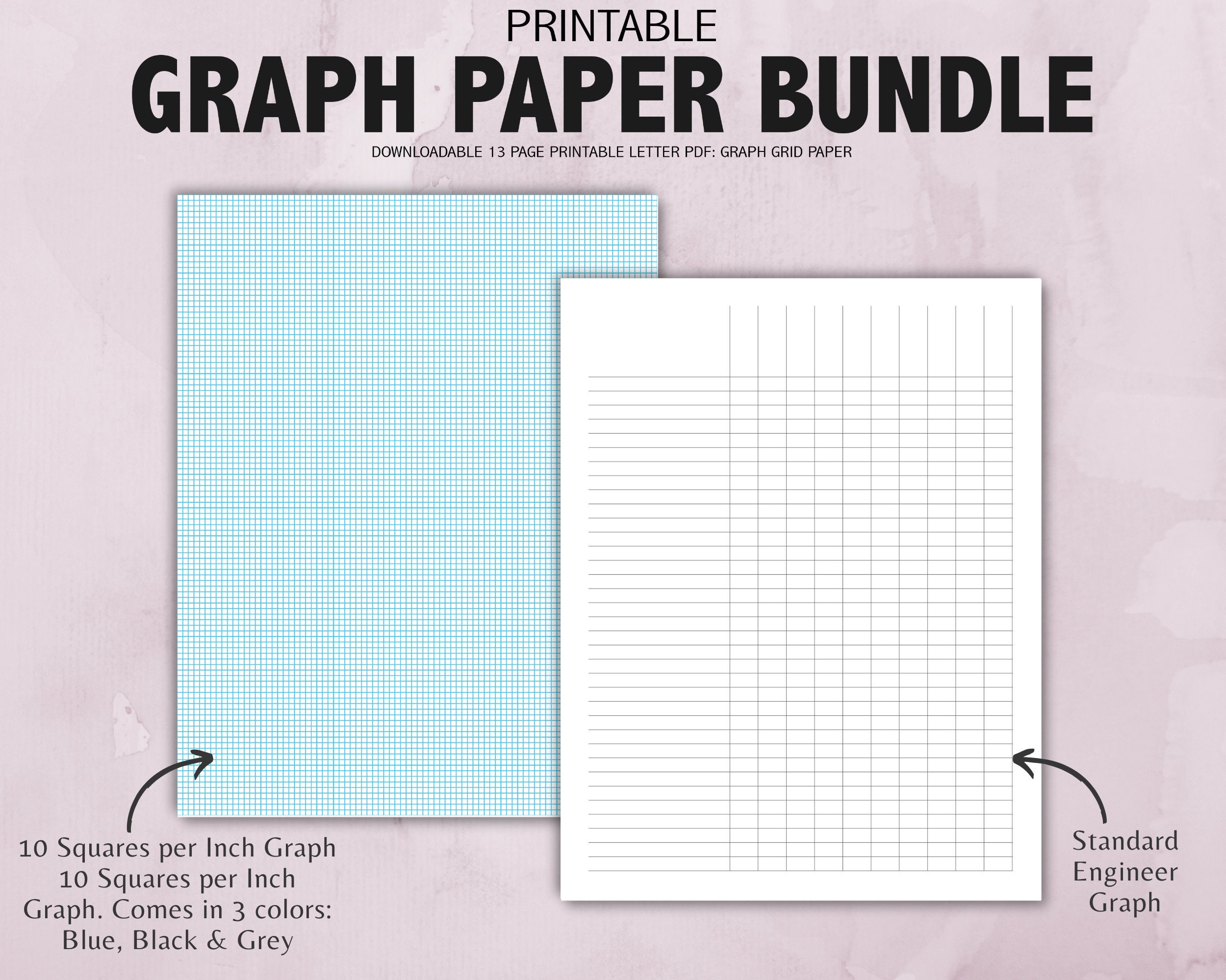 Graph Grid Printable Paper Insert Bundle Engineer Graph Paper Bullet ...