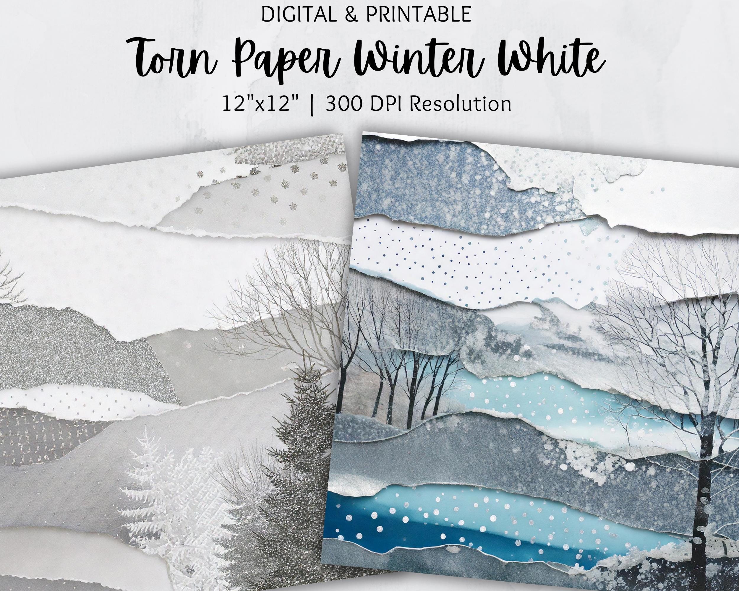 Abstract Torn Paper Winter Collage | Digital Paper | Commercial Use ...
