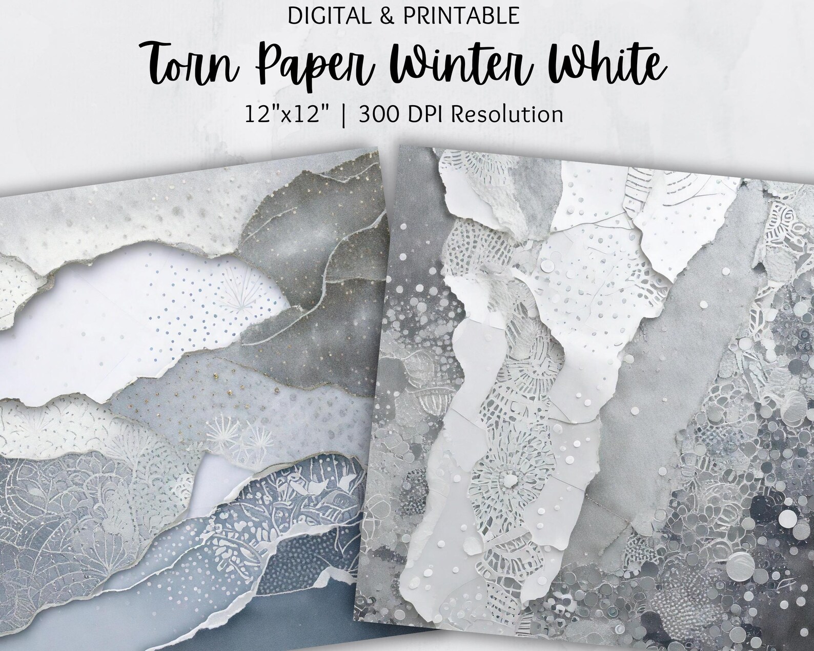 Abstract Torn Paper Winter Collage | Digital Paper | Commercial Use ...