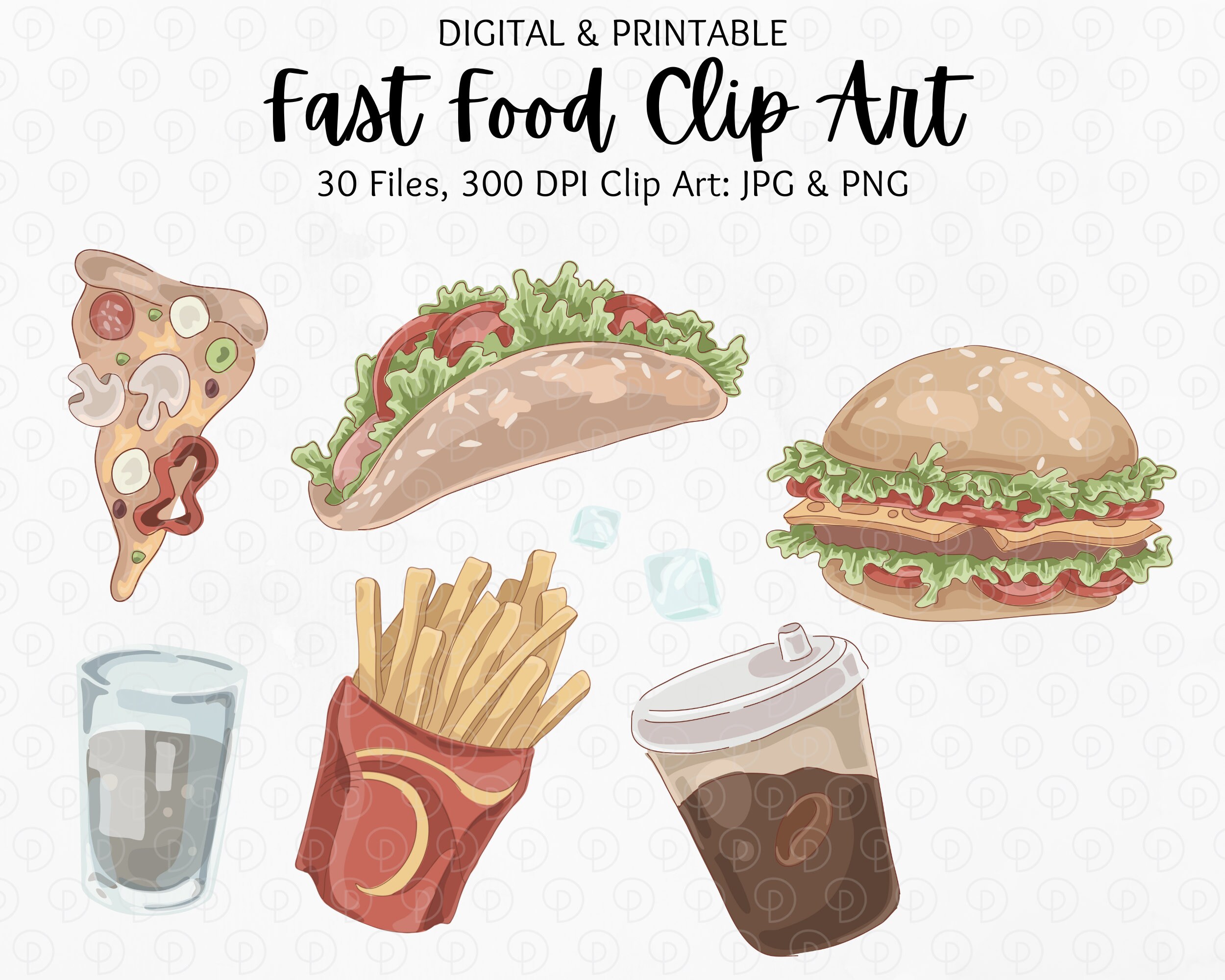 Fast Food Clipart | Junk Food Clipart Set | Street Food Clipart ...