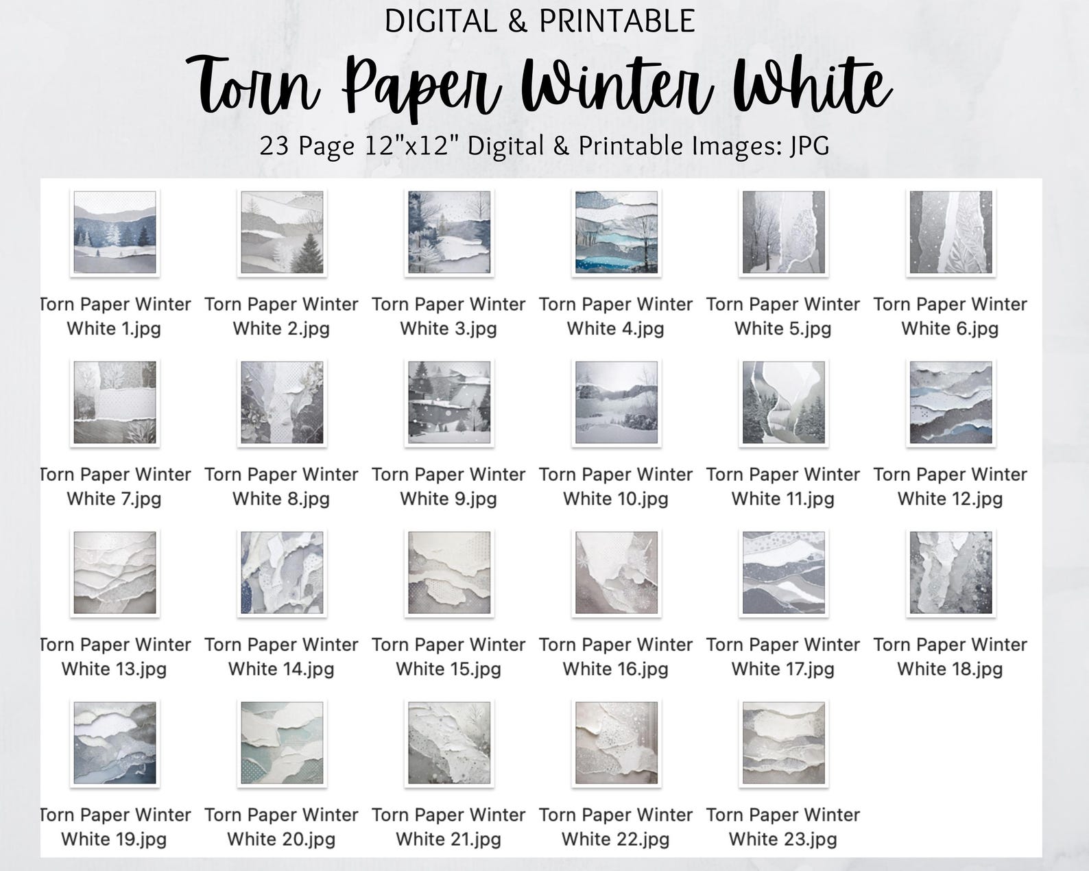 Abstract Torn Paper Winter Collage | Digital Paper | Commercial Use ...