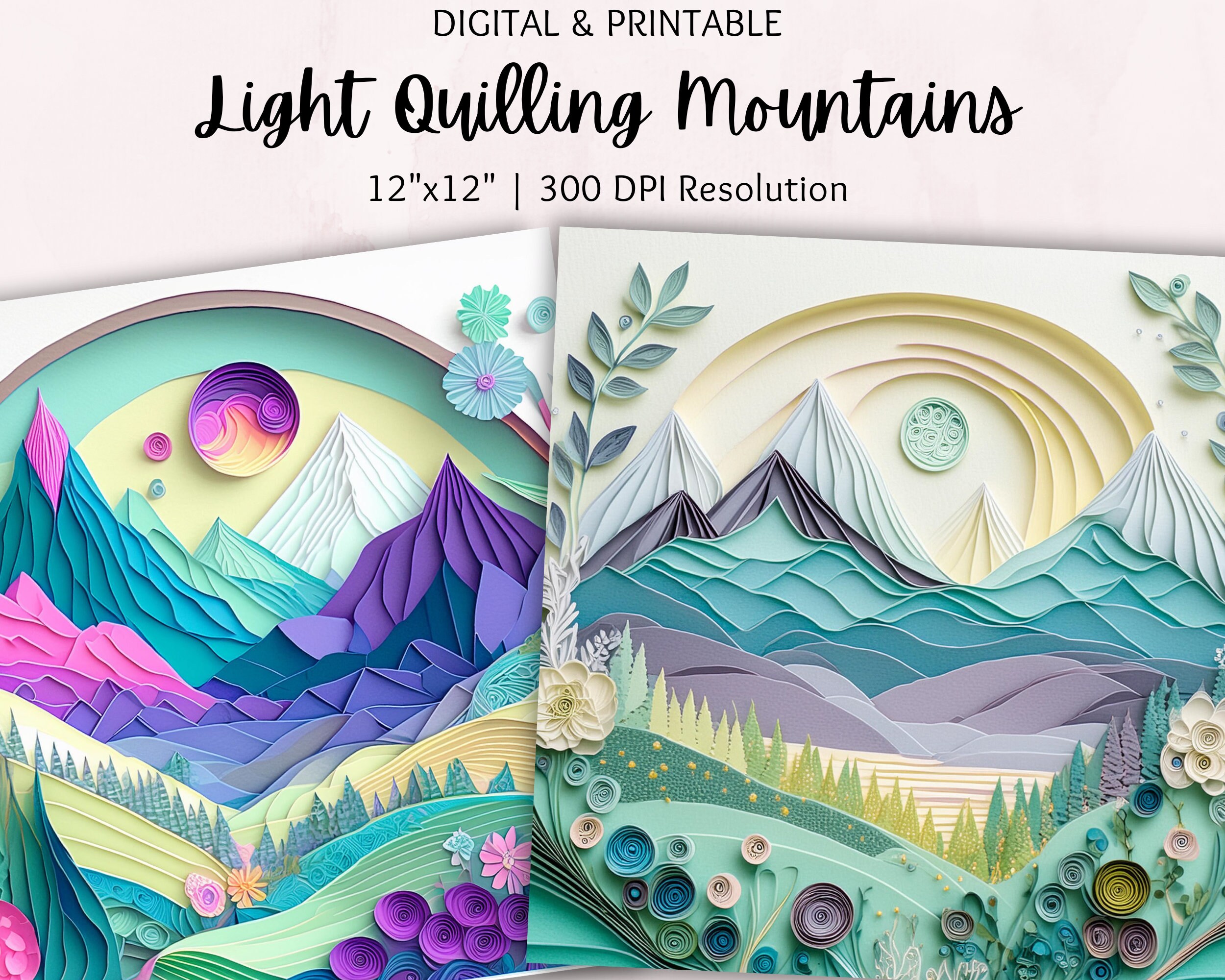 Quilling Light & Colorful Mountains Paper Art | Digital Downloads Paper ...
