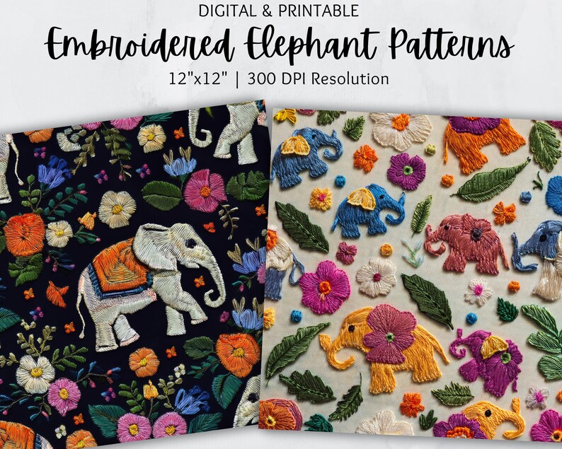 Elephant Embroidery Images | Embroidery Elephants | Embroidered ...