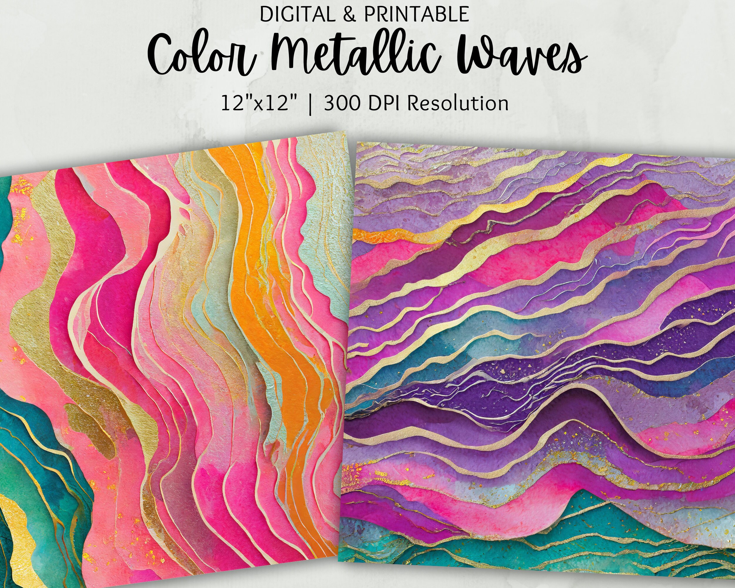 Colorful Metallic Layered Paper Waves | Abstract Textured Paper ...