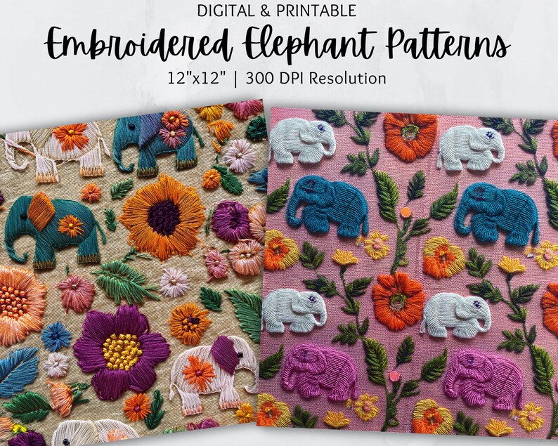 Elephant Embroidery Images | Embroidery Elephants | Embroidered ...