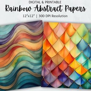 Rainbow Abstract Metallic Patterns | Colorful Abstract Paper | Digital ...