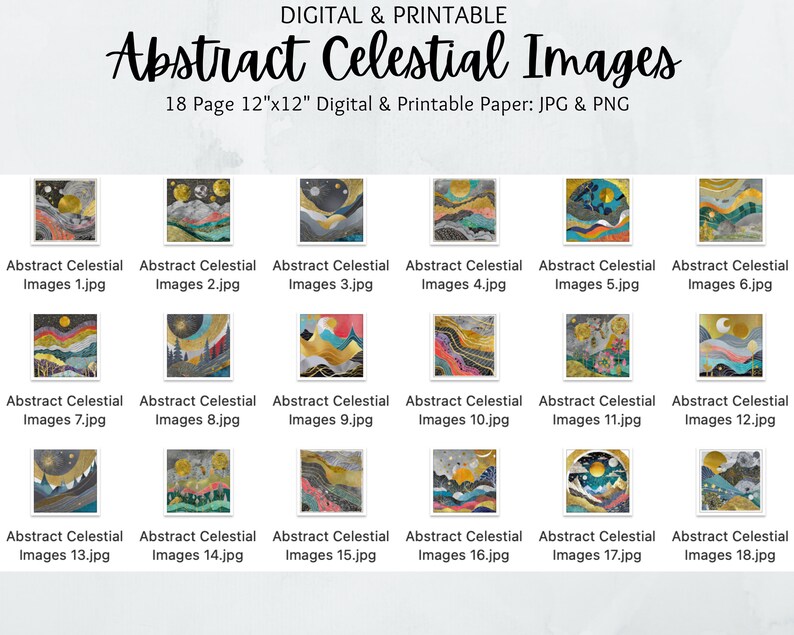 Abstract Metallic Celestial Paper | Digital Paper Pack | Commercial Use ...