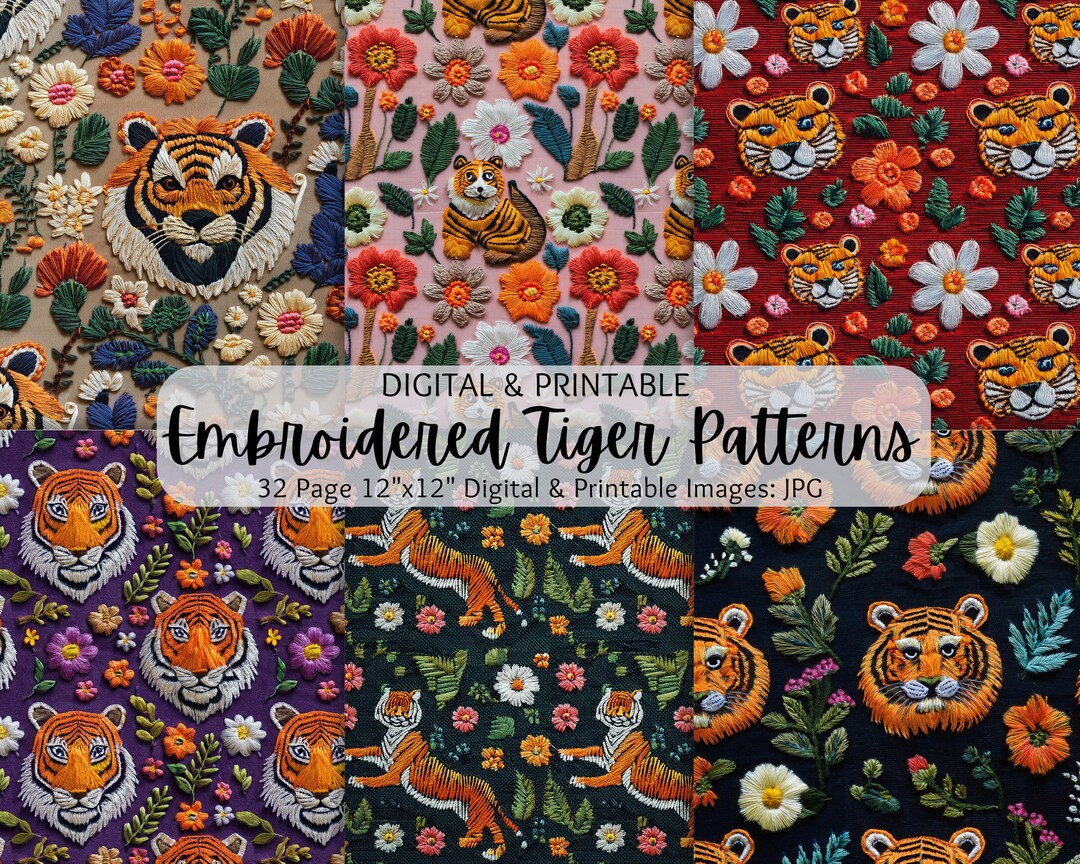 Tiger Embroidery Images | Embroidery Tigers | Embroidered Tiger ...